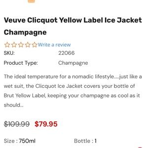 Veuve Cliquot | Dining | Nwot Veuve Clicquot Yellow Label Ice Jacket ...